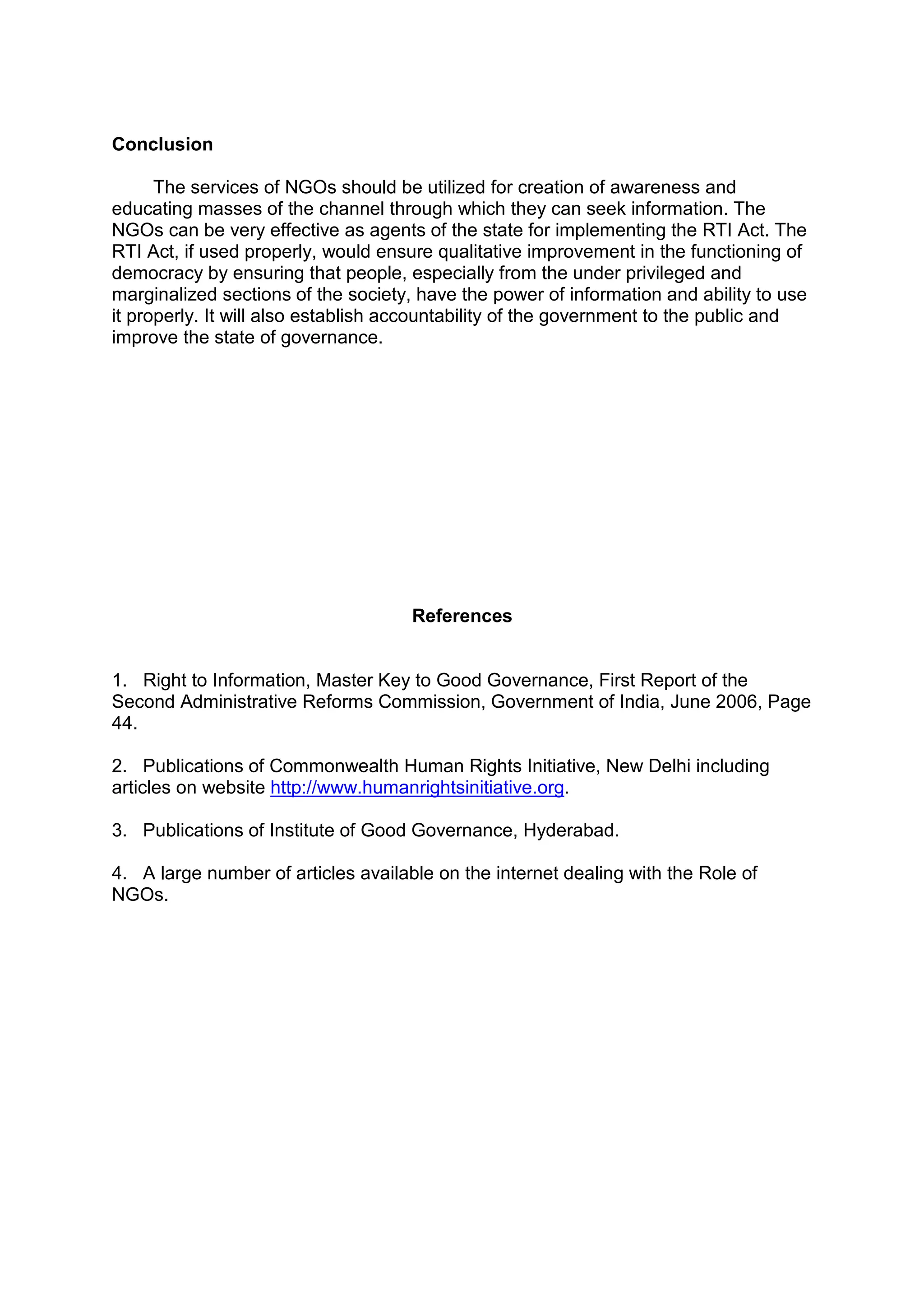 Role of Non Government Organisations and the Rti Act 2005 | PDF