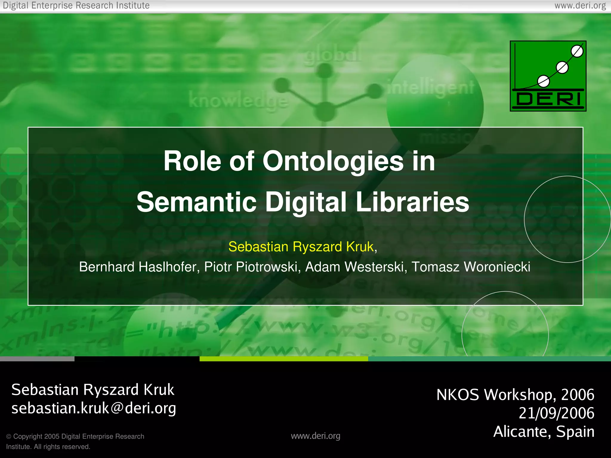 Role of Ontologies in Semantic Digital Libraries | PPT