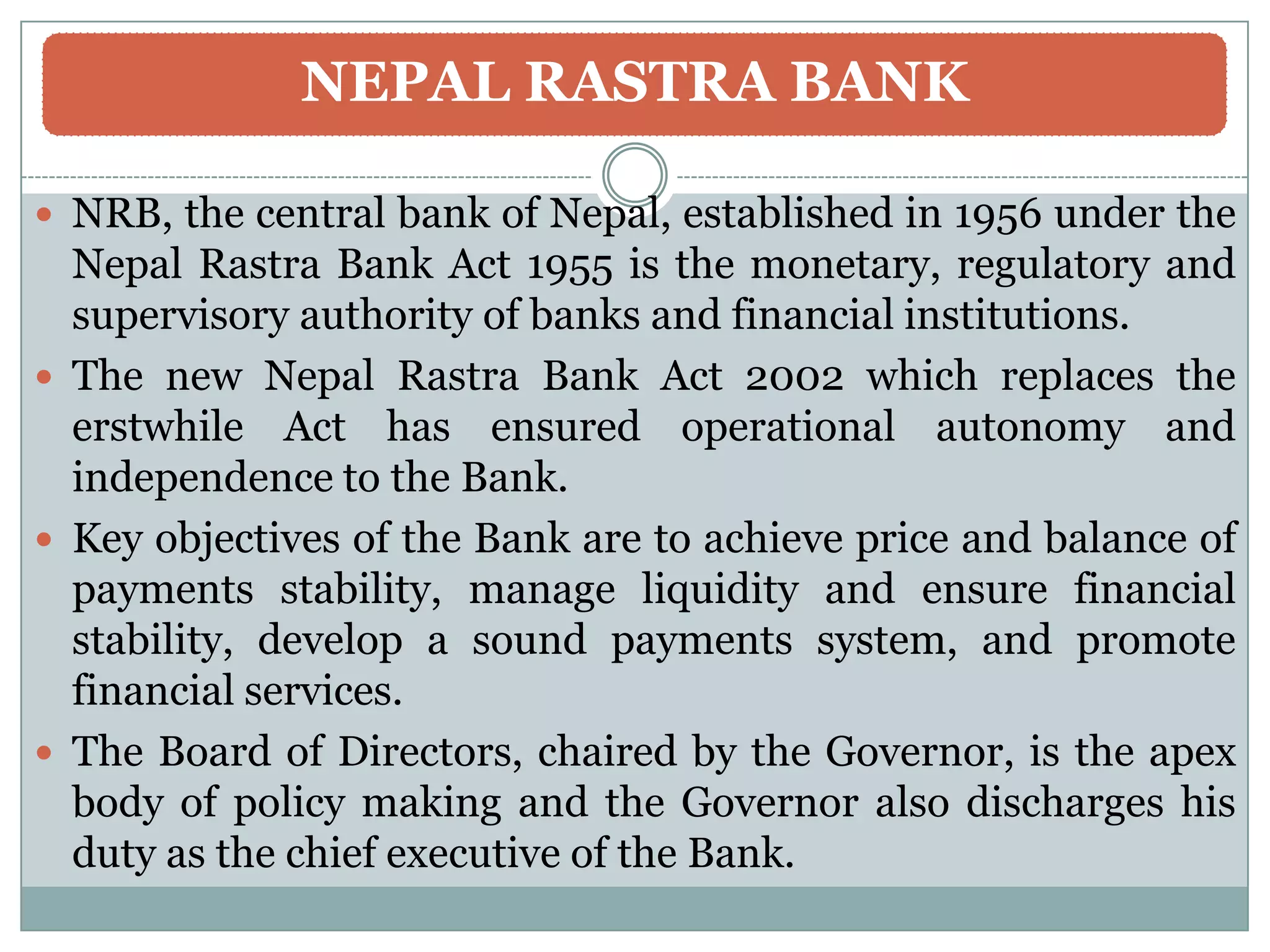 Role and function of nepal rastra bank | PPTX