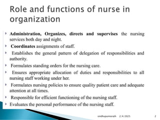 Role and function of nurse in organizing | PPT