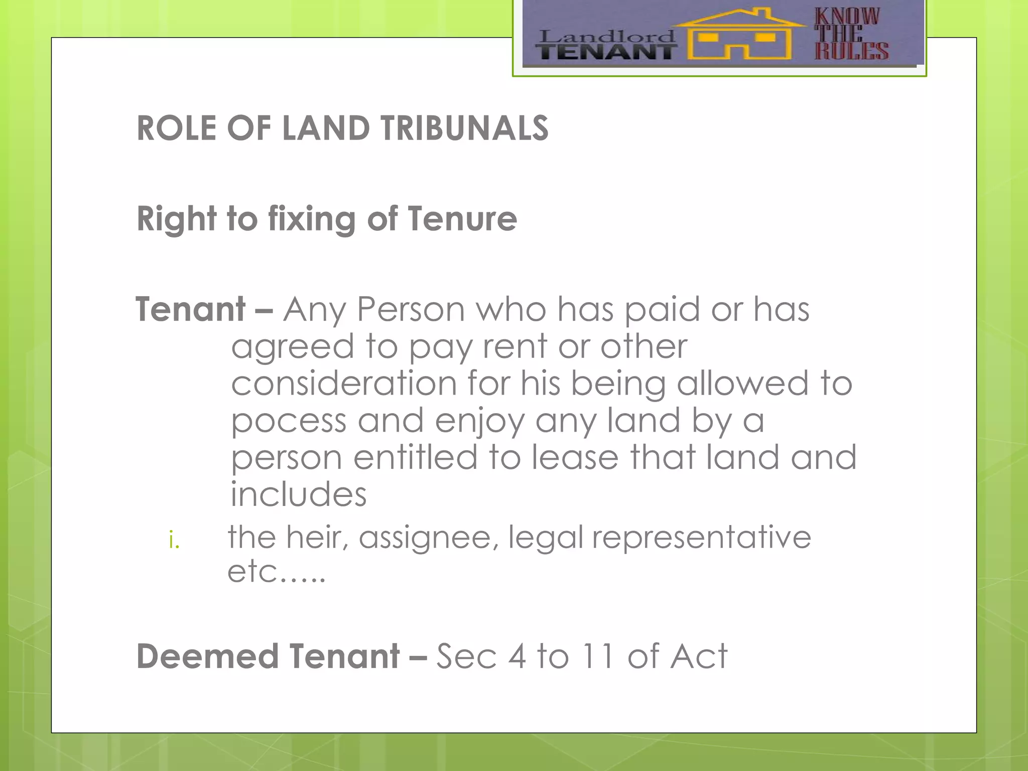 ലാൻഡ് ട്രിബുണലുകളുടെ ചുമതലകൾ -Role and functions of land tribunals | PDF