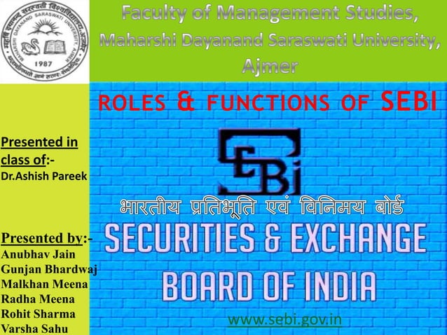 Role and functions of sebi | PPTX