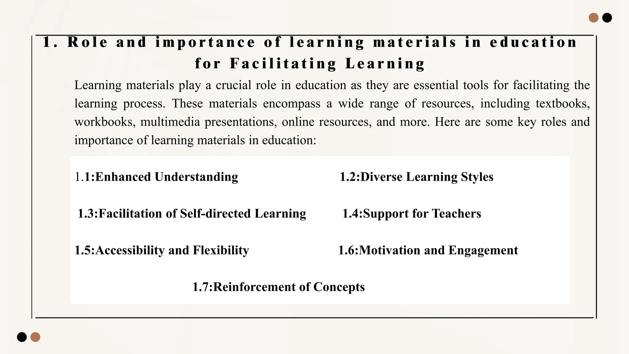Role and importance of learning materials in education, Learning ...