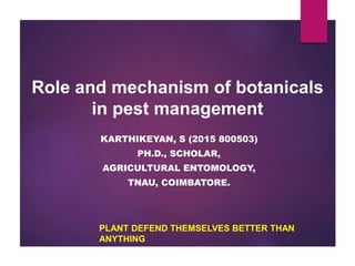 Role and mechanism of botanicals in pest management | PPTX