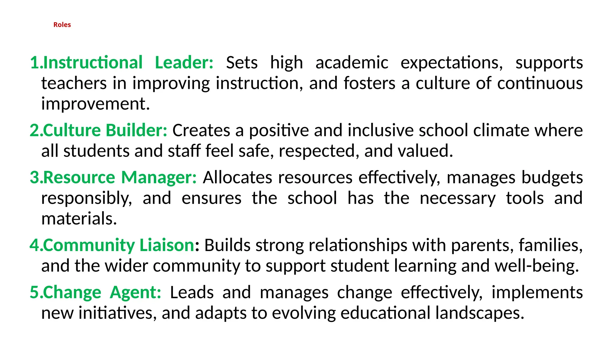 The Role and qualities of a Principal | PPTX