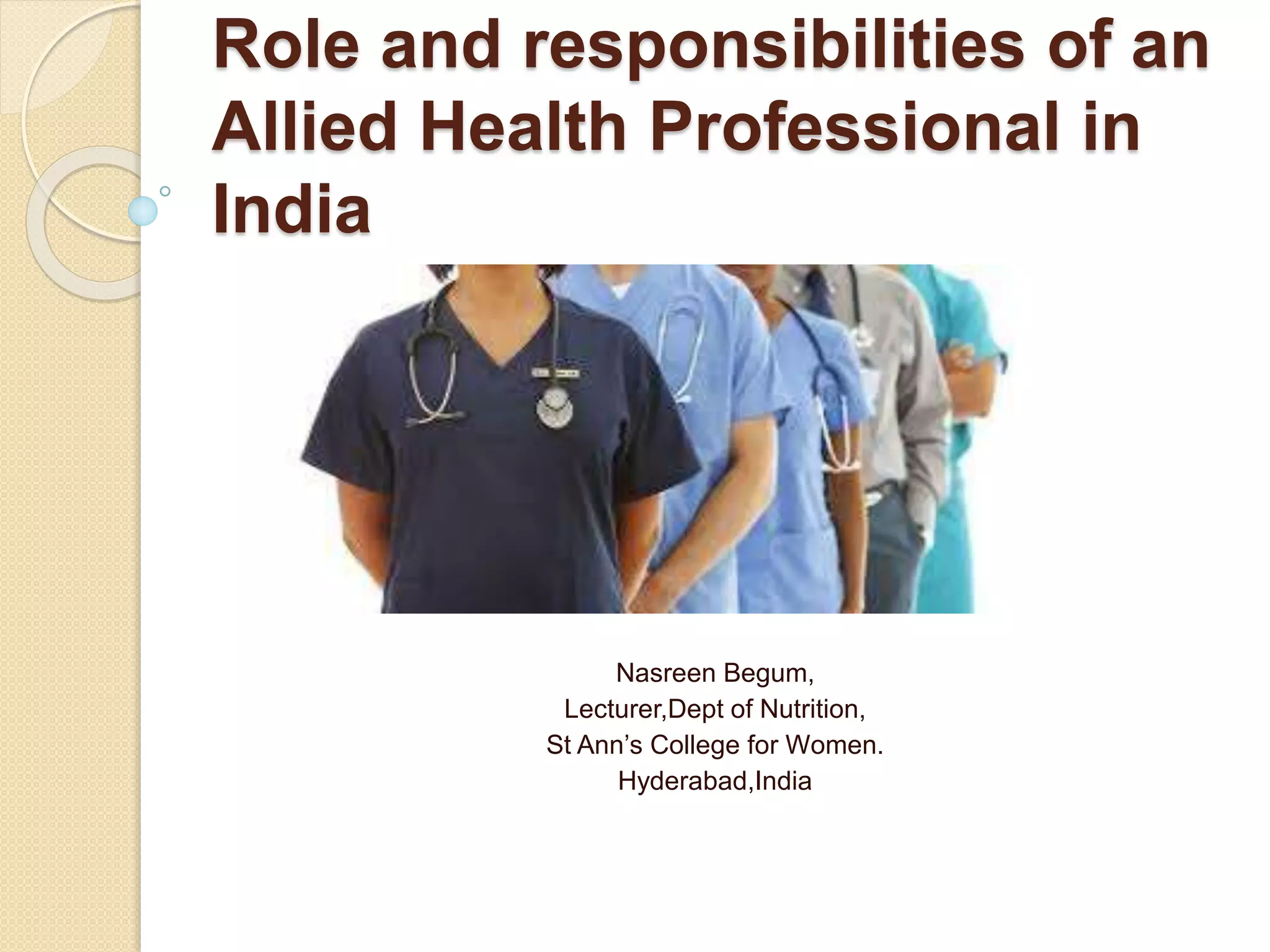 Role and responsibilities of an allied health professional | PPTX
