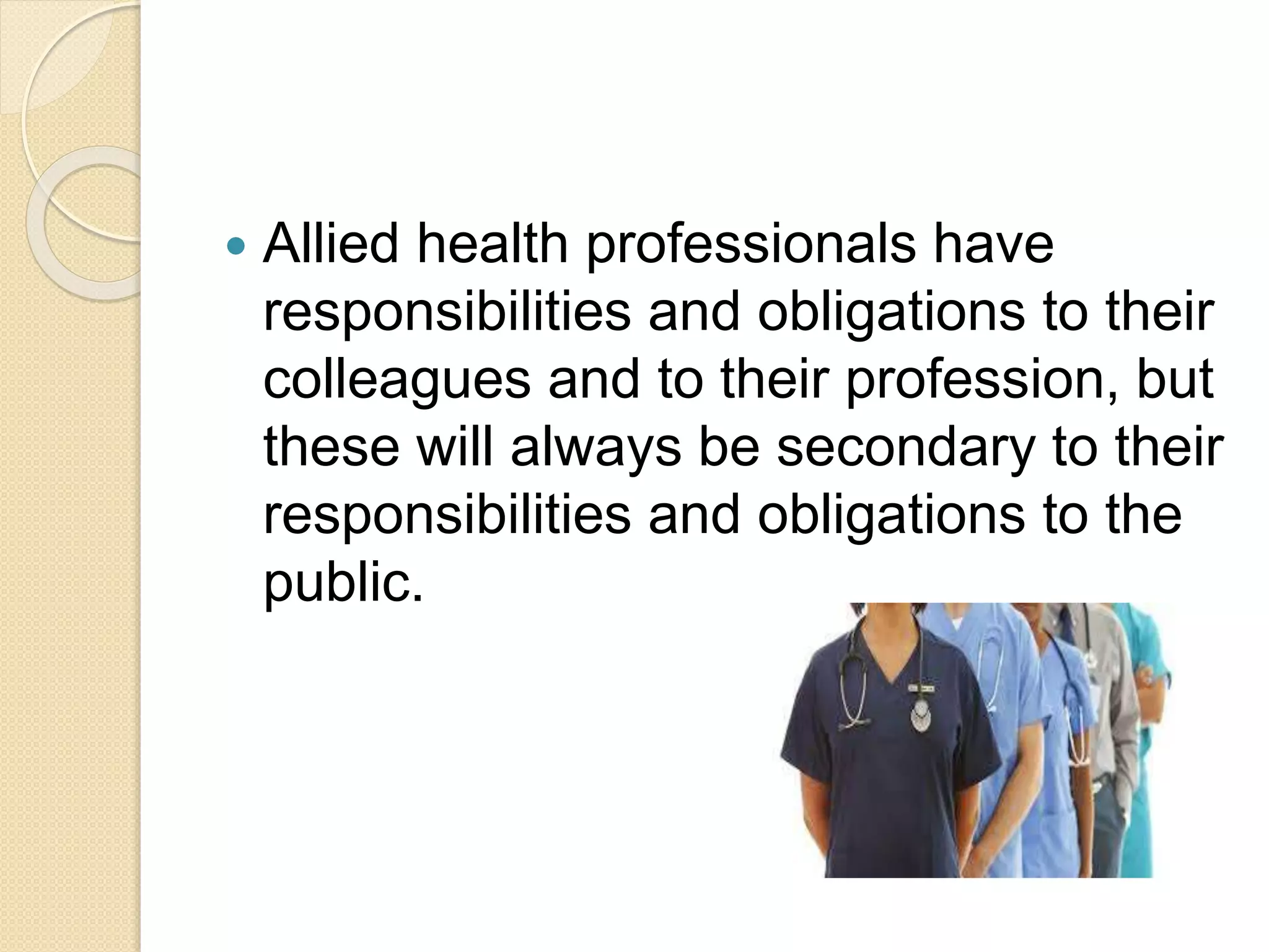 Role and responsibilities of an allied health professional | PPTX