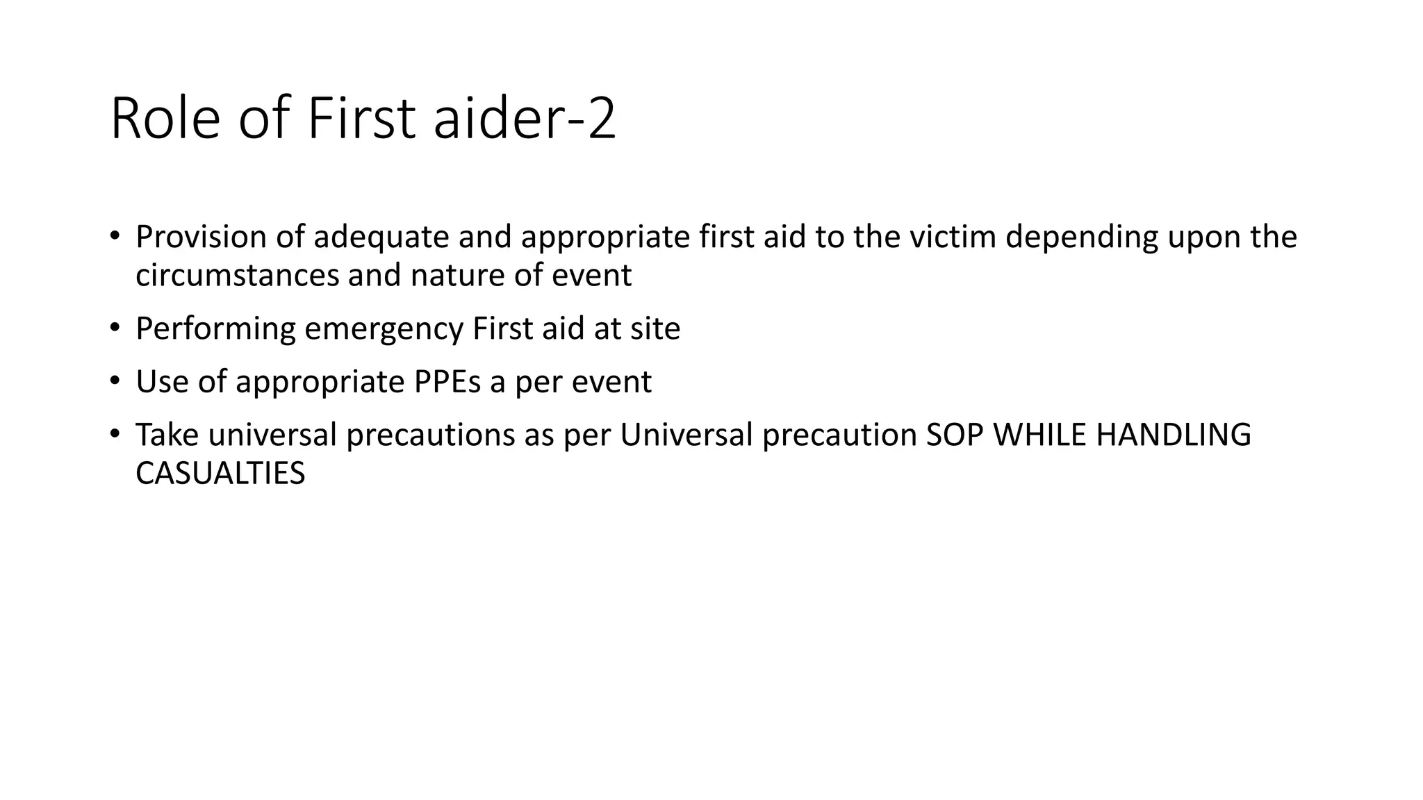 Role and responsibilities of first aider | PPTX