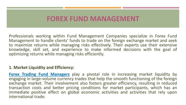 Role and Responsibilities of Forex Fund Managers in Global Economy ...