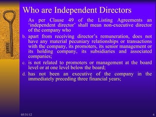 Role and responsibilities of independent directors with special ...