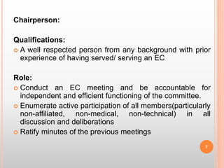 Role and responsibility of ec members | PPTX