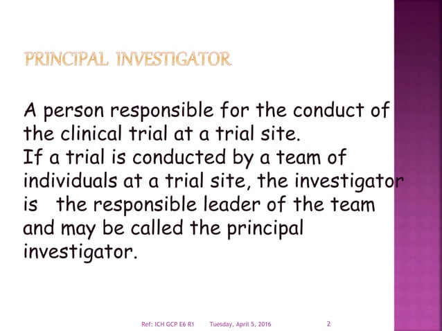 Role and responsibility of principal investigator | PPT