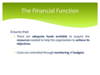 Role and significance of finance in other functional areas | PPTX