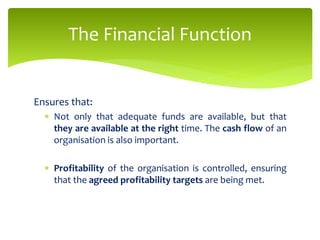 Role and significance of finance in other functional areas | PPTX