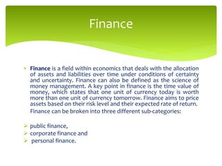Role and significance of finance in other functional areas | PPTX