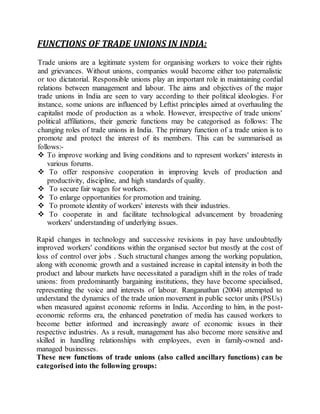 Role and status of trade union in india | DOCX