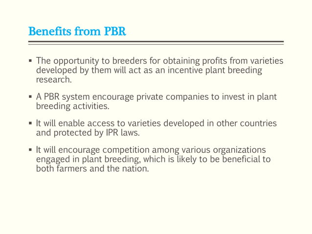 IPR in AGRICULTURE PLANT BREEDER'S FARMER'S RIGHTS | PPTX | Agriculture ...