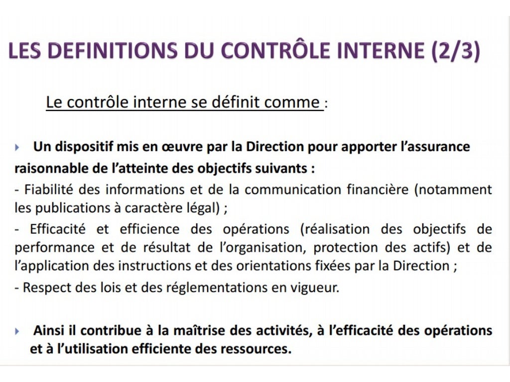 Role du Controle interne dans la mission d'audit