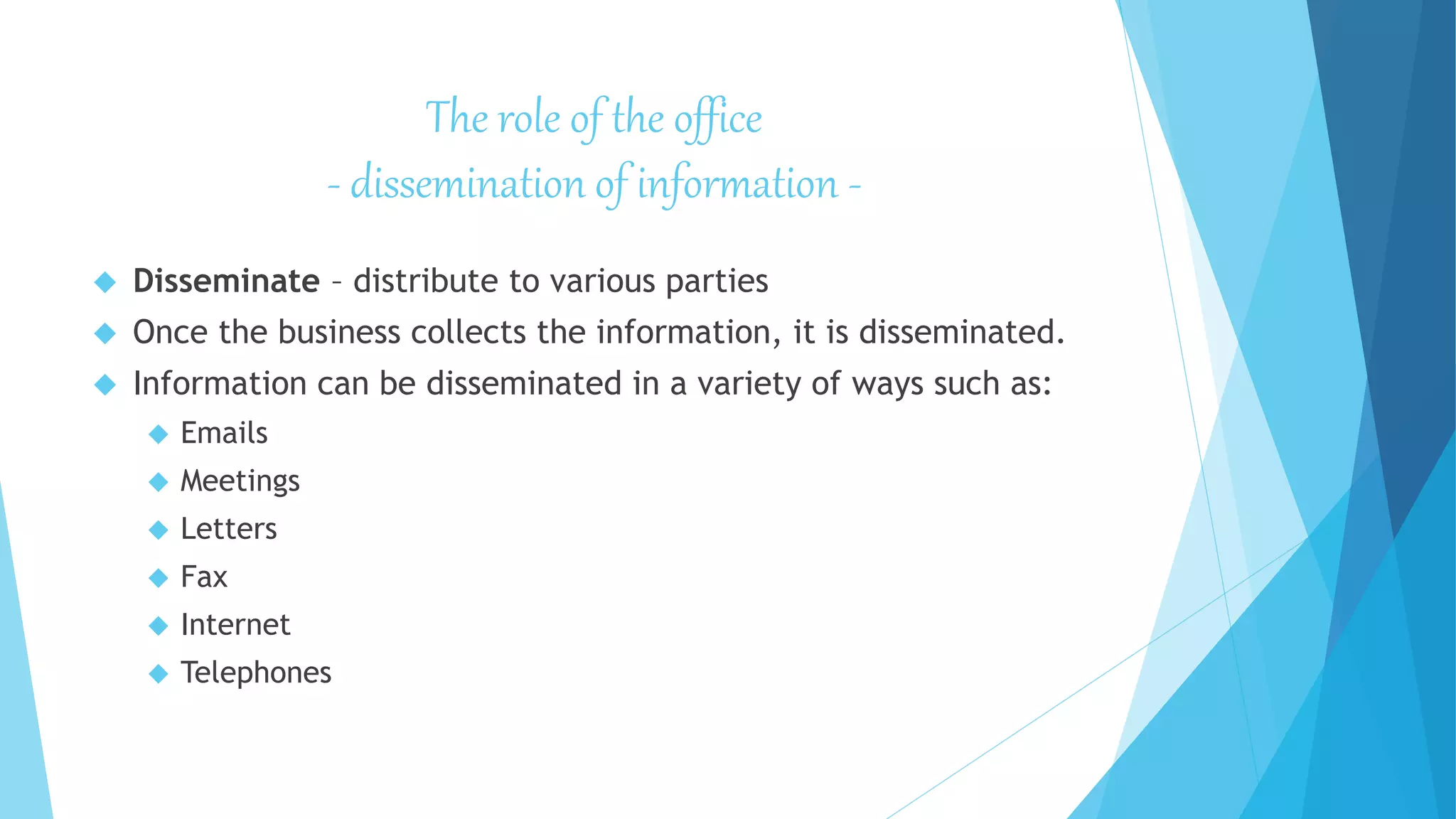 Role & functions of the office | PPTX | Data Storage and Warehousing ...