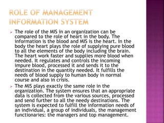 Role impact and importance of MIS | PPTX