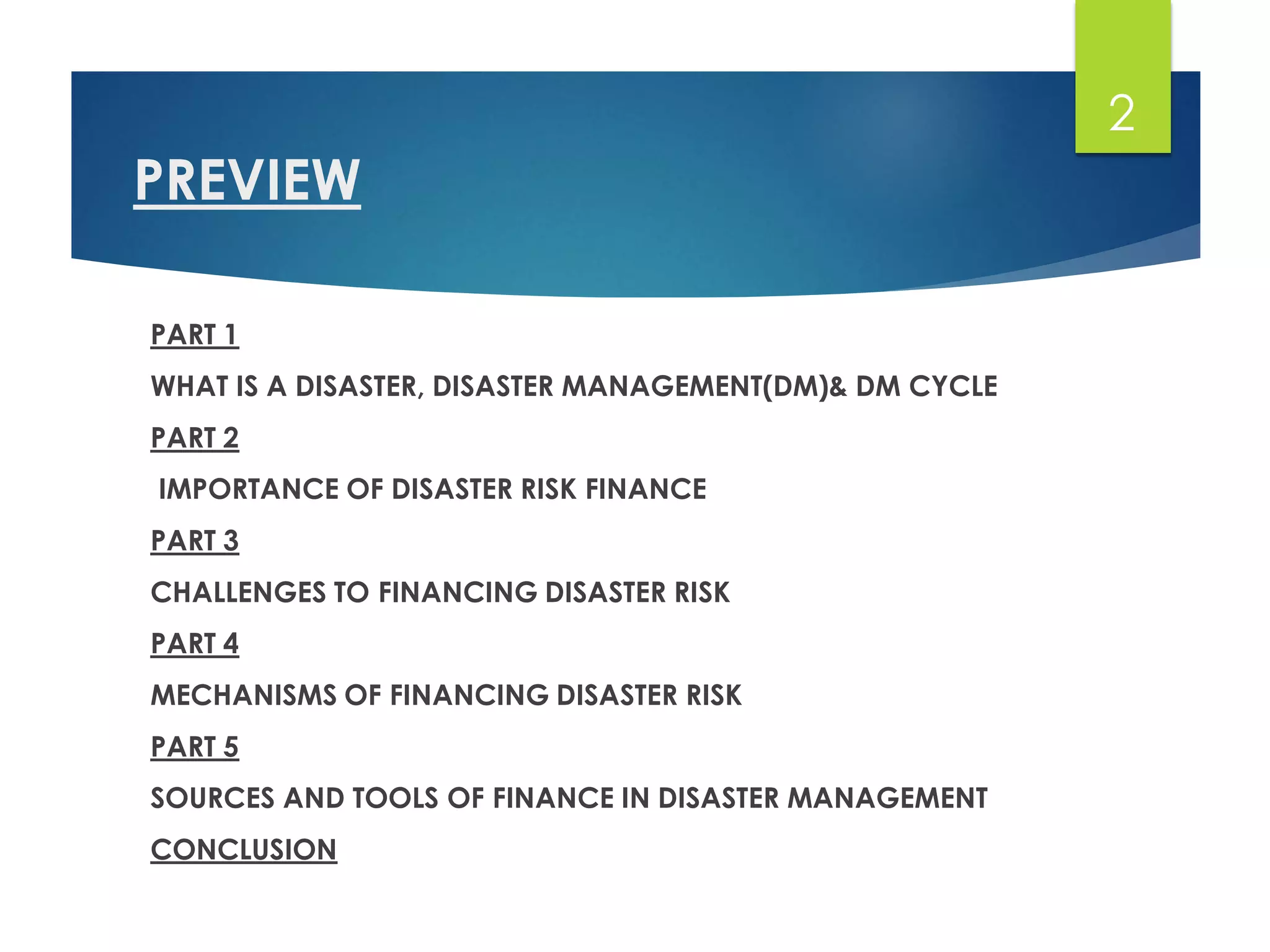 Role & Importance of Finance in Disaster Management | PDF