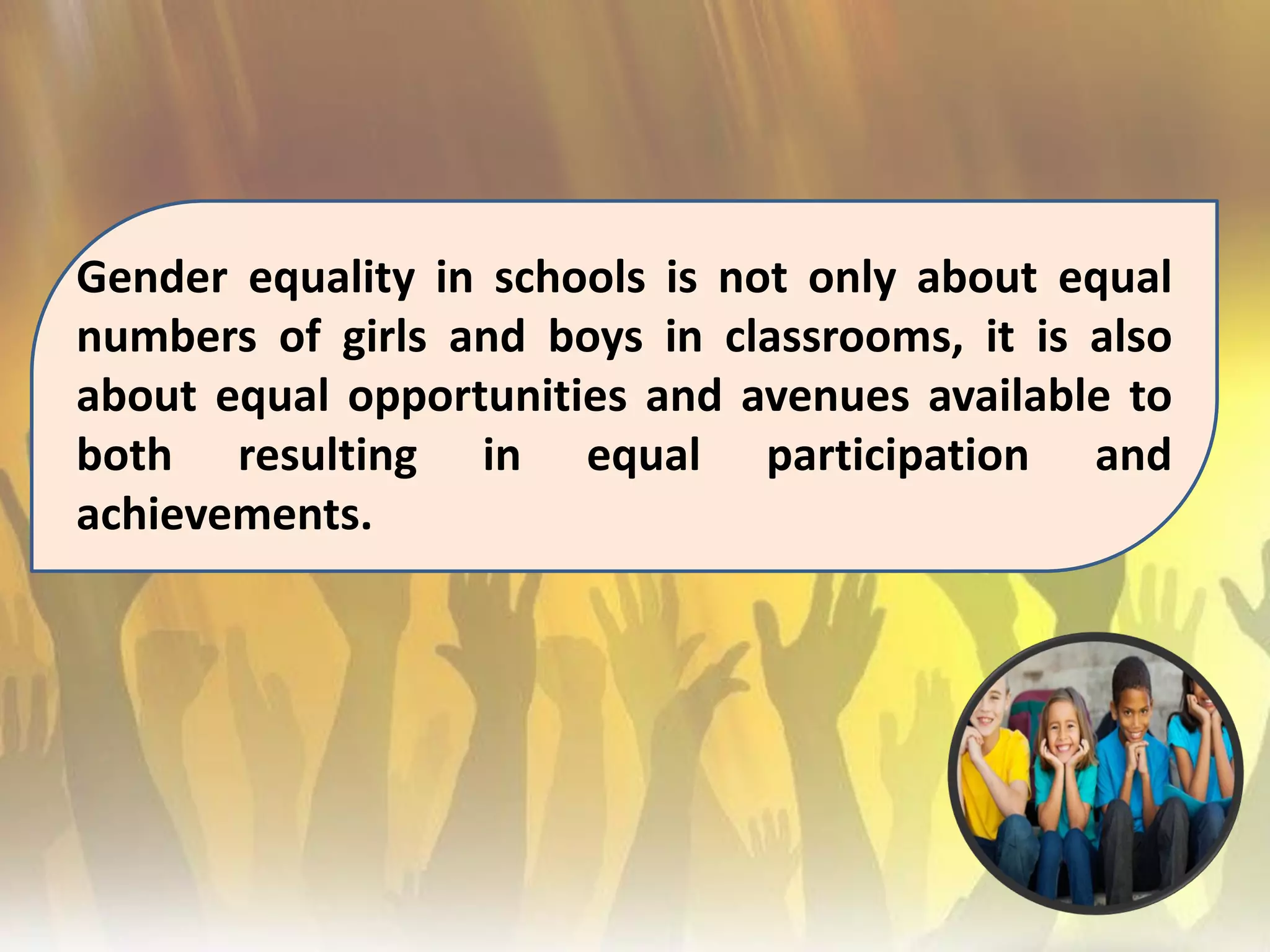 Role of classroom education in eradicating gender inequality | PDF
