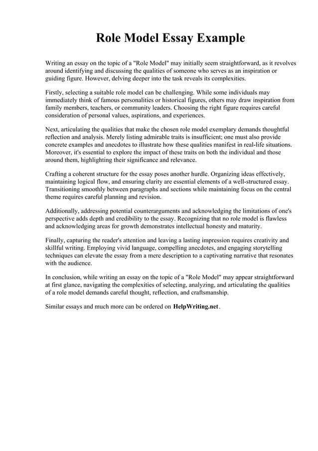 Role Model Essay Example. Valley College (West Virginia) | PDF ...