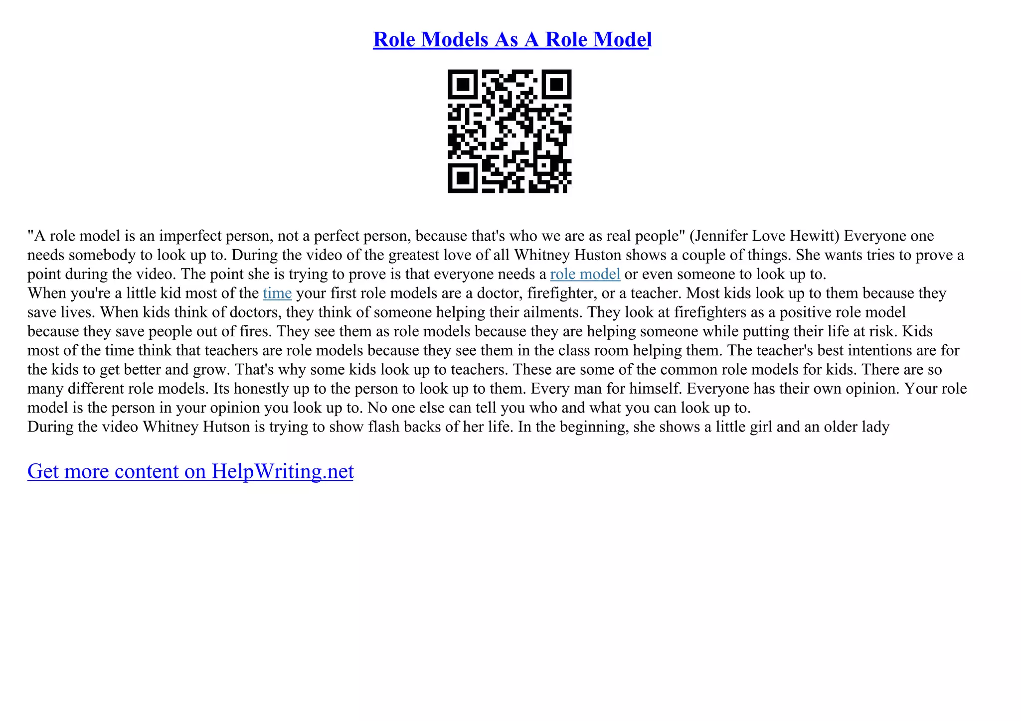 Role Models As A Role Model | PDF