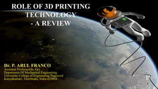 ROLE OF 3D PRINTING IN AEROSPACE - A Review.ppt