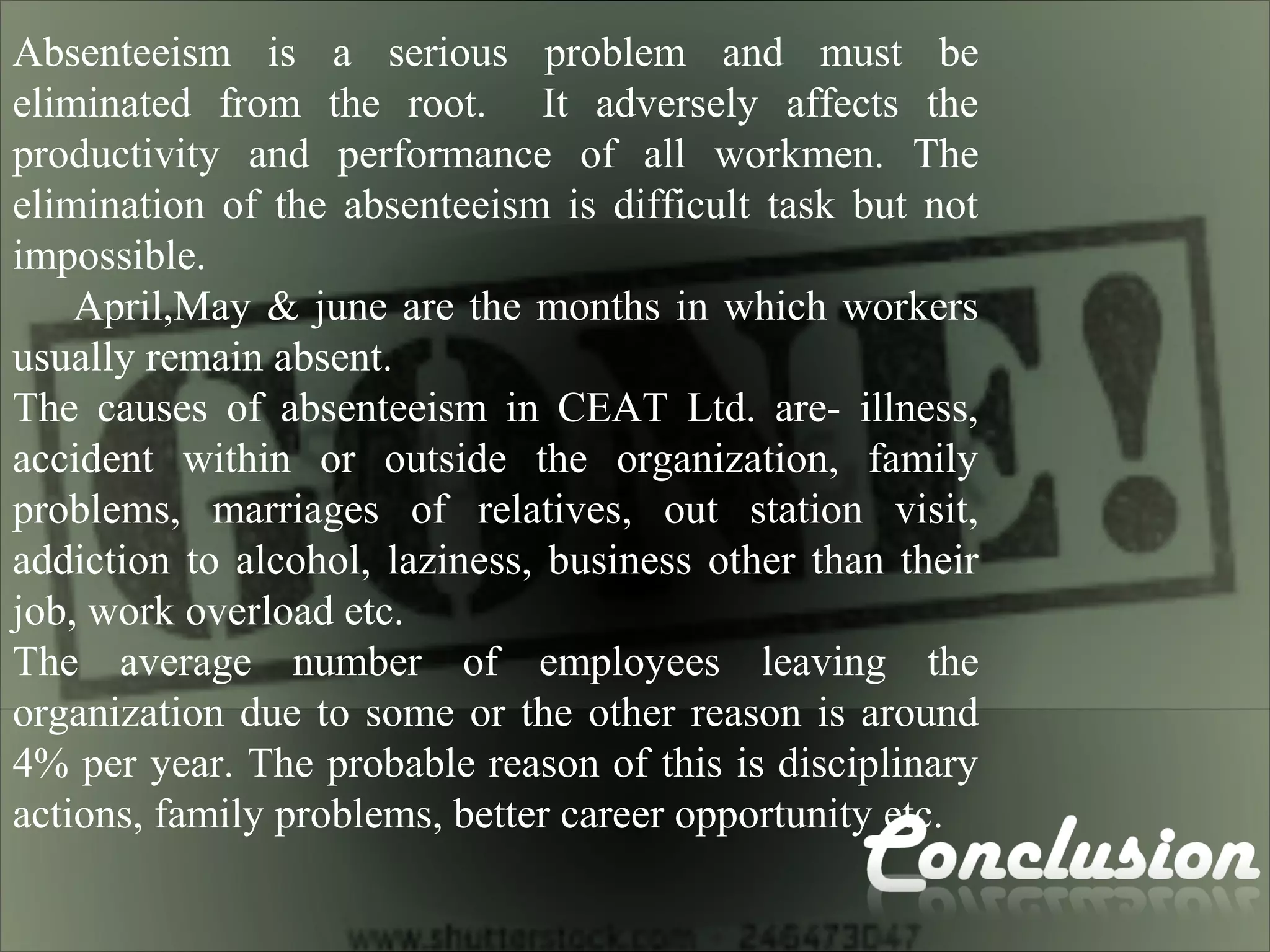 Role of Absenteeism in labor turnover | PPT