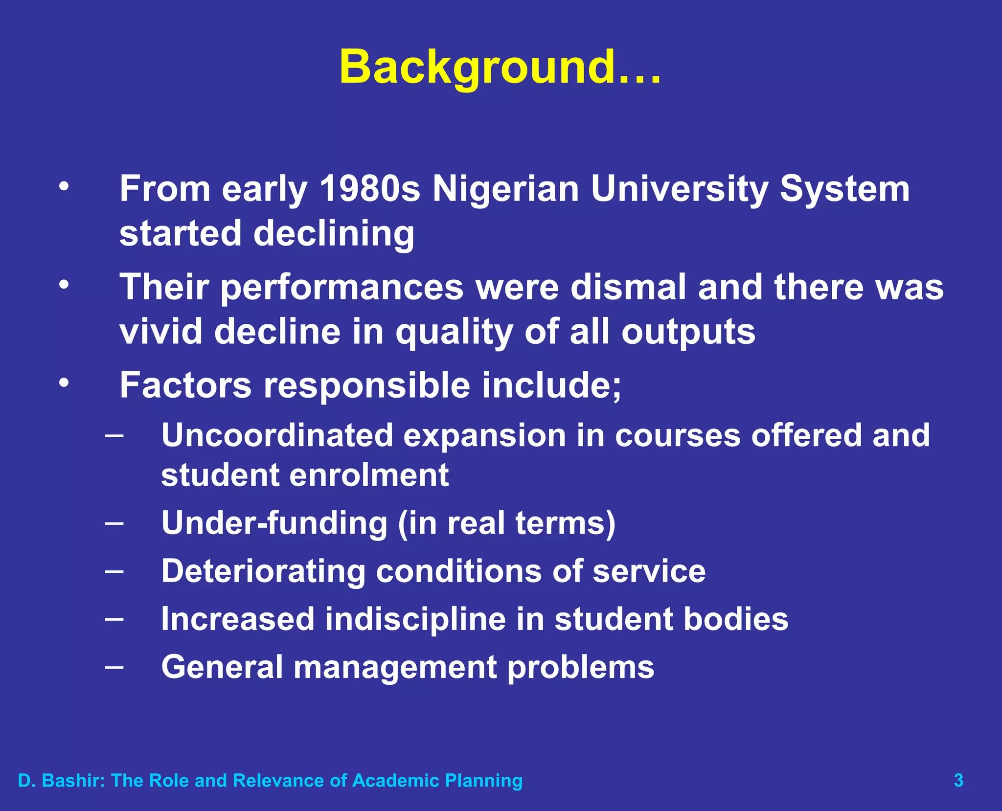 Role of academic planning in nigerian university system | PPT