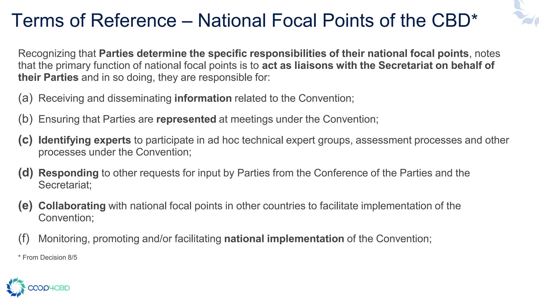 Role of a CBD SBSTTA NFP.pdf