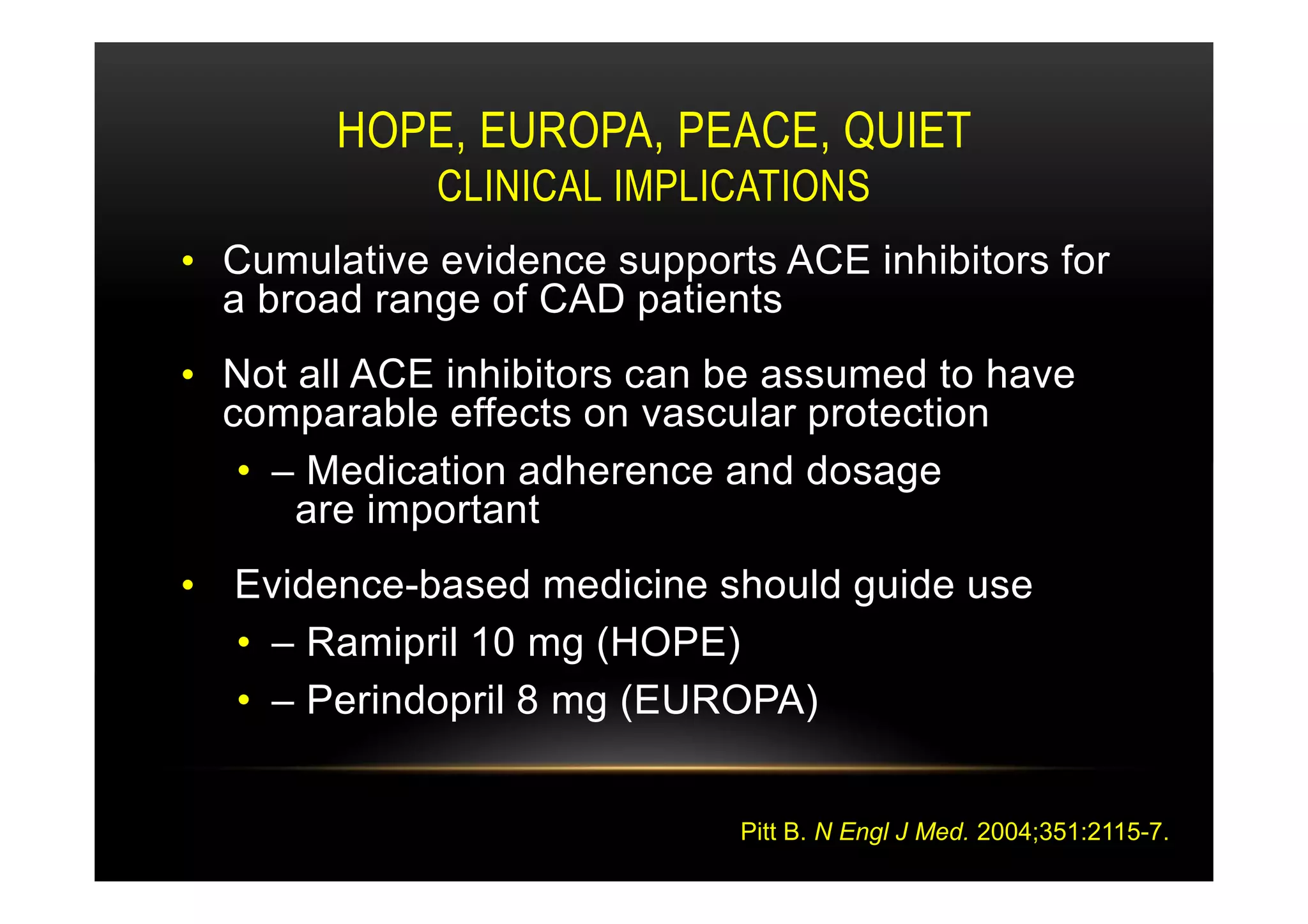 Role of ACE Inhibitors as Secondary Prevention in ACS | PPT