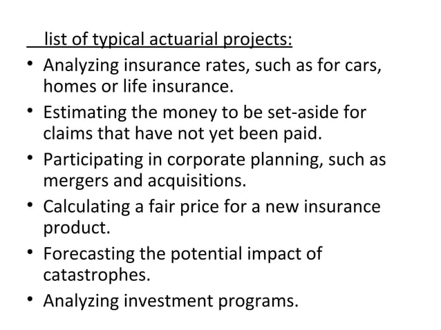 Role of acturies in insurance | PPT
