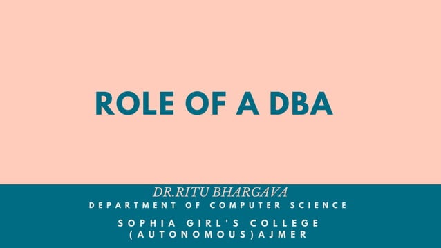 Role of a DBA | PDF