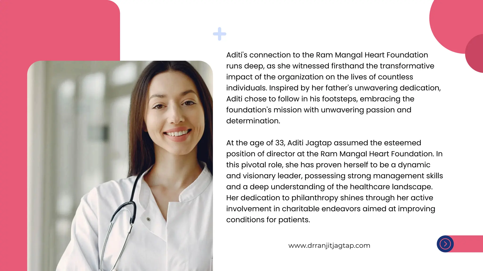 Role of Aditi Jagtap in Ram Mangal Heart Foundation | PPT