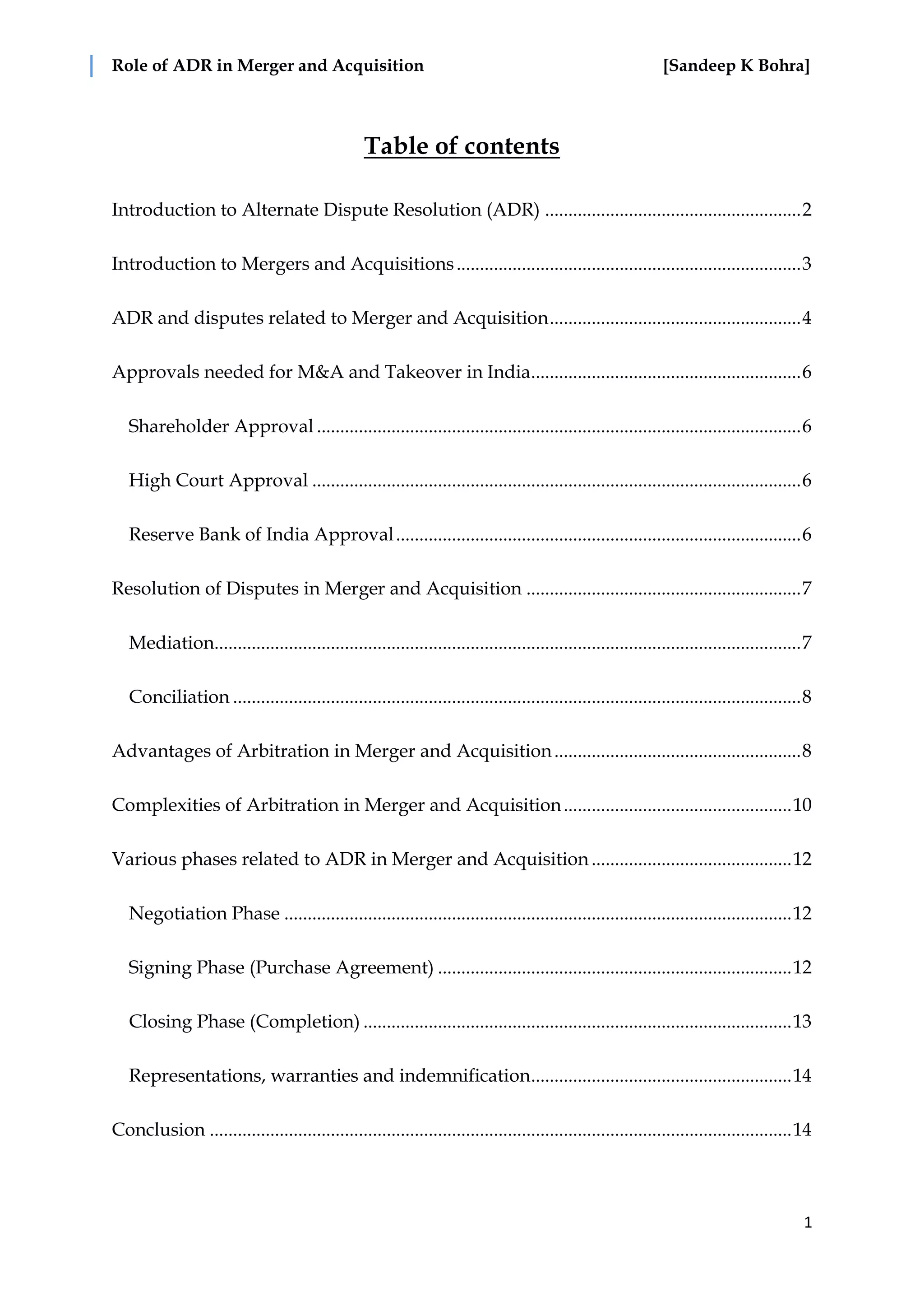 Role of adr in merger and acquisition | PDF