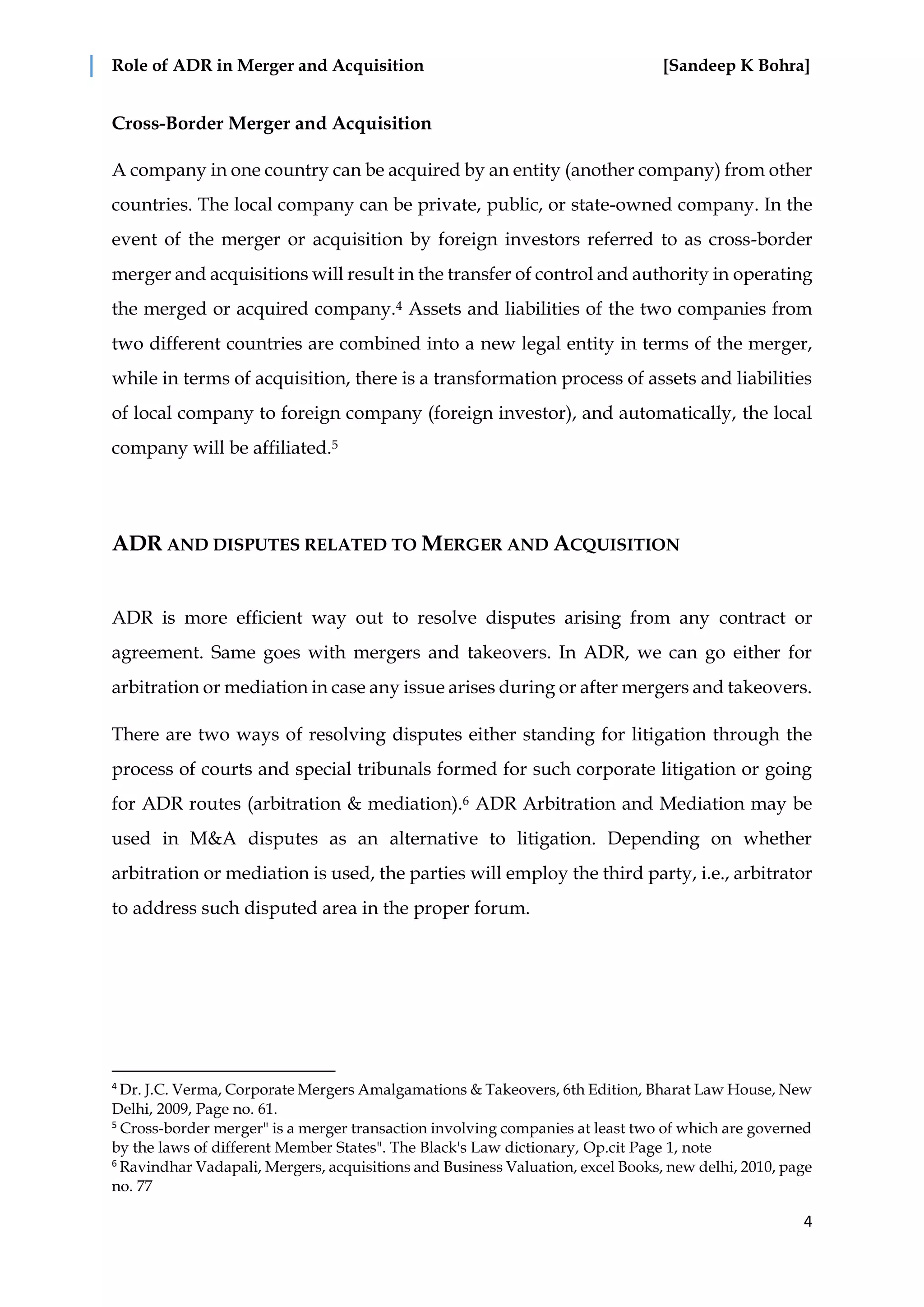Role of adr in merger and acquisition | PDF