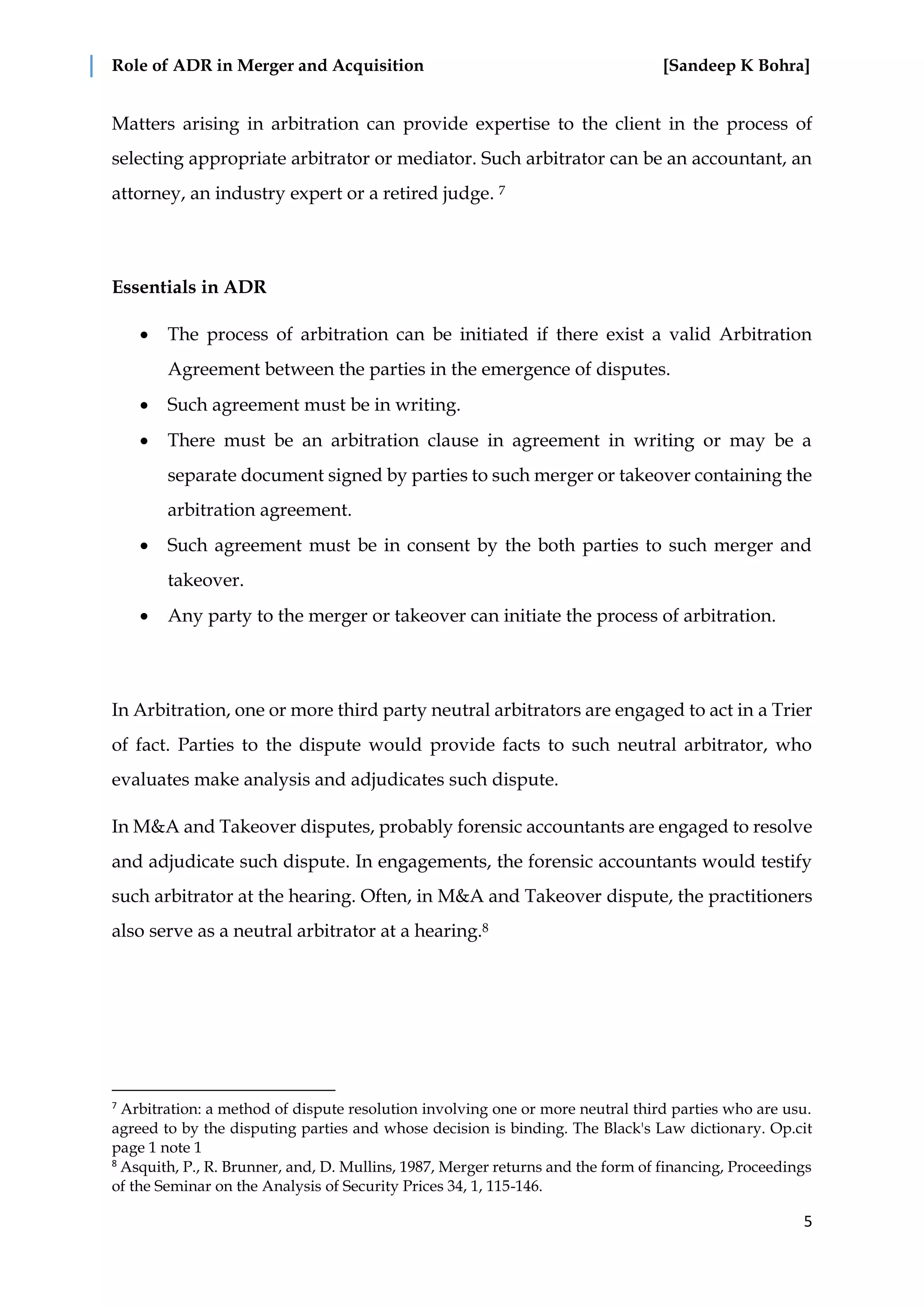Role of adr in merger and acquisition | PDF