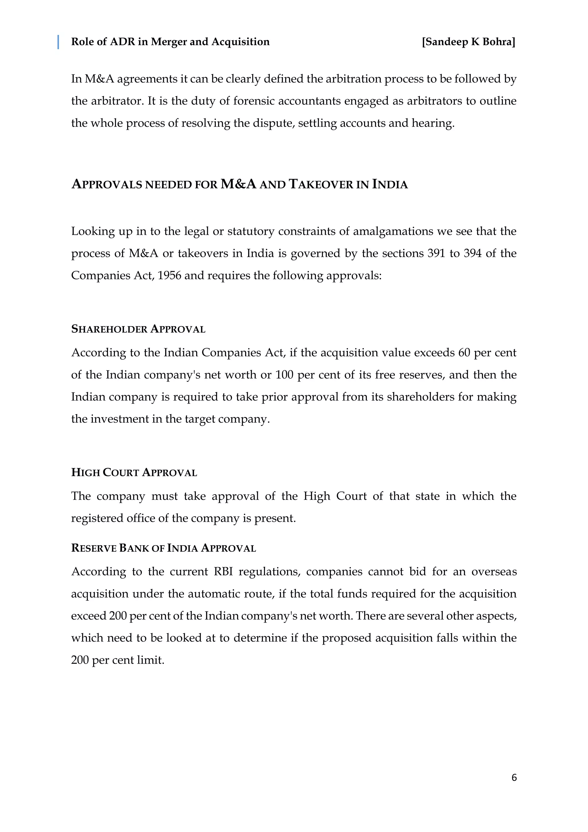 Role of adr in merger and acquisition | PDF