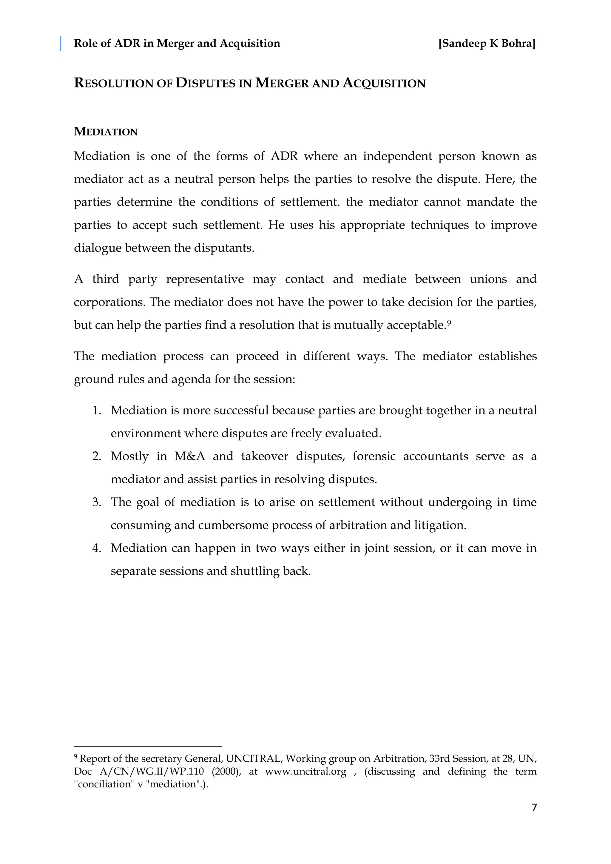 Role of adr in merger and acquisition | PDF