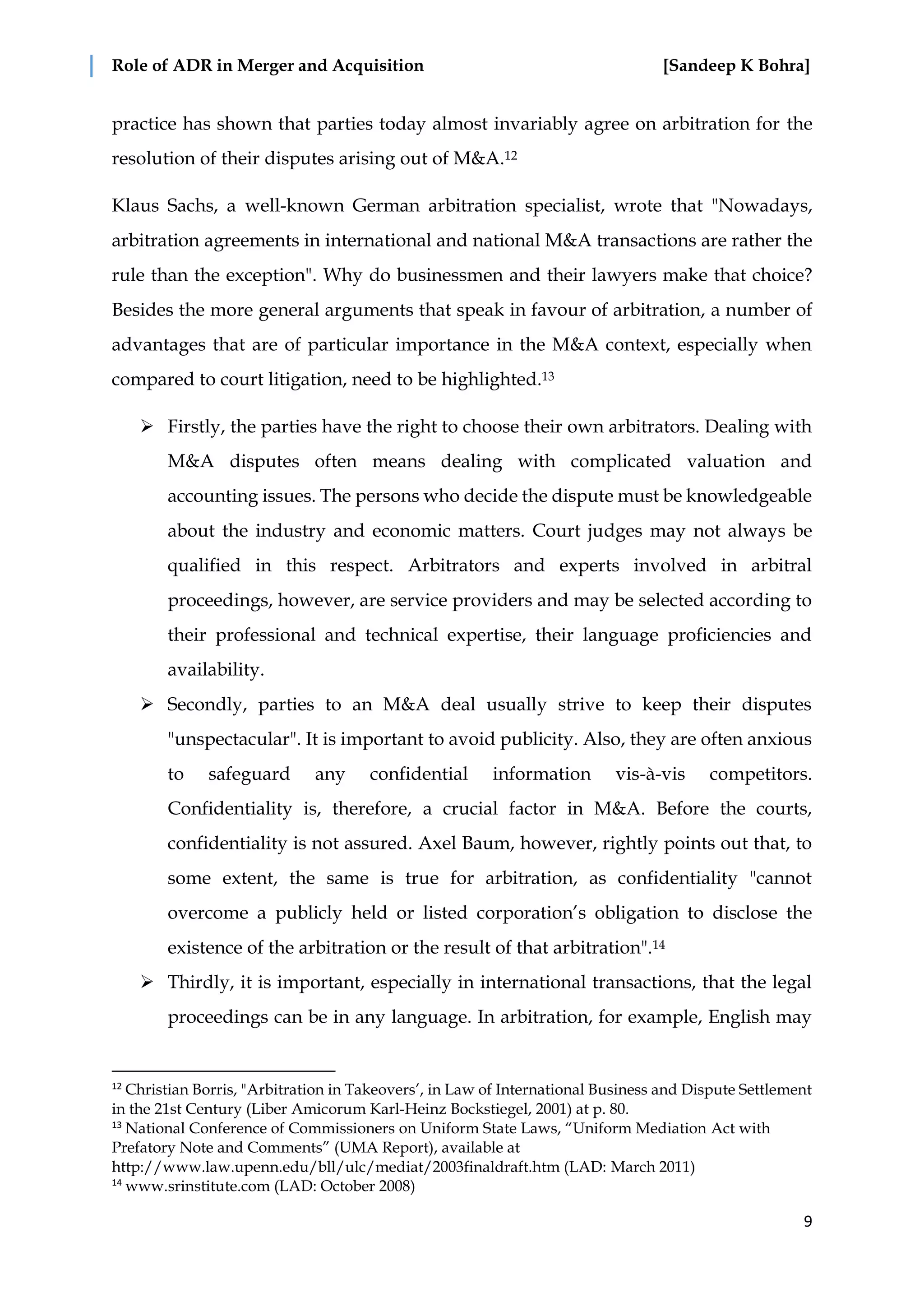 Role of adr in merger and acquisition | PDF