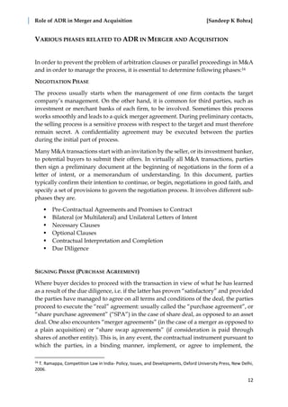 Role of adr in merger and acquisition | PDF