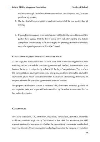 Role of adr in merger and acquisition | PDF