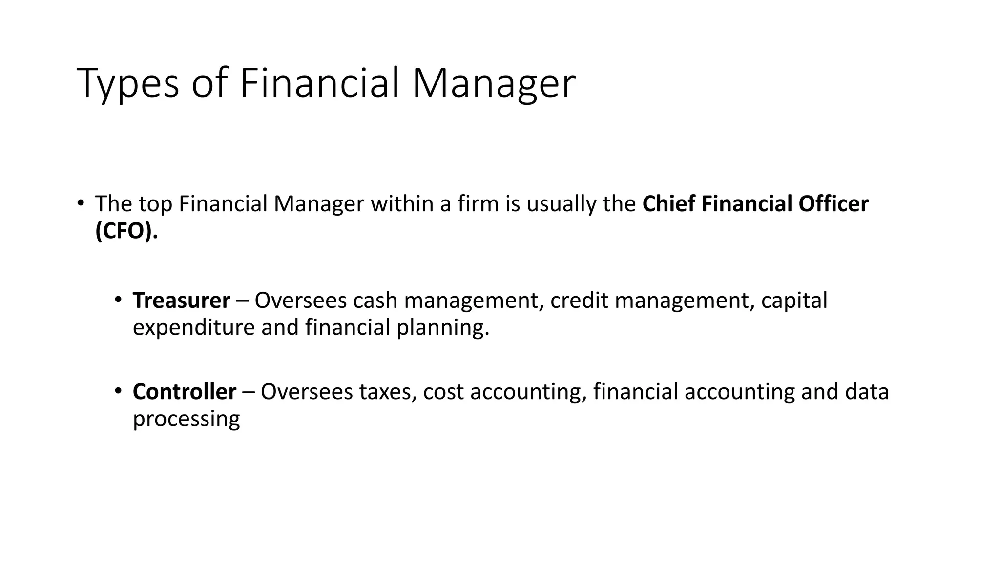 Role of a finance manager | PPTX