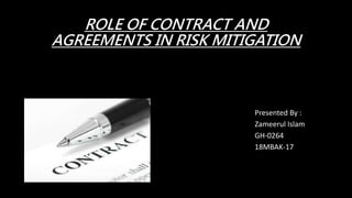 Role of agreement and contract in risk mitigation | PPT