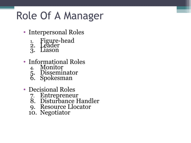Role Of A Manager | PPT | Executive Leadership & Management | Business