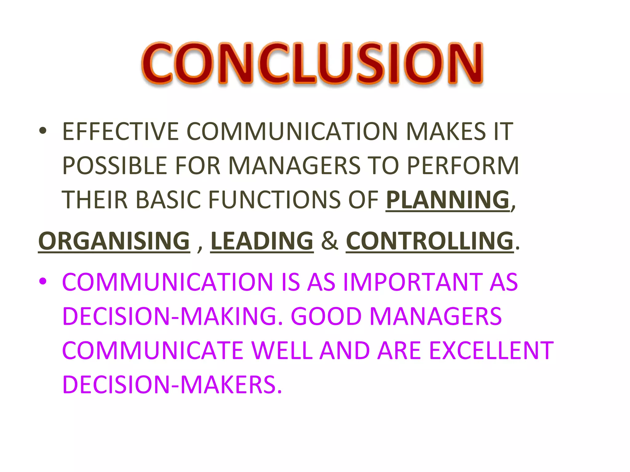 Role Of A Manager In Communication | PPT
