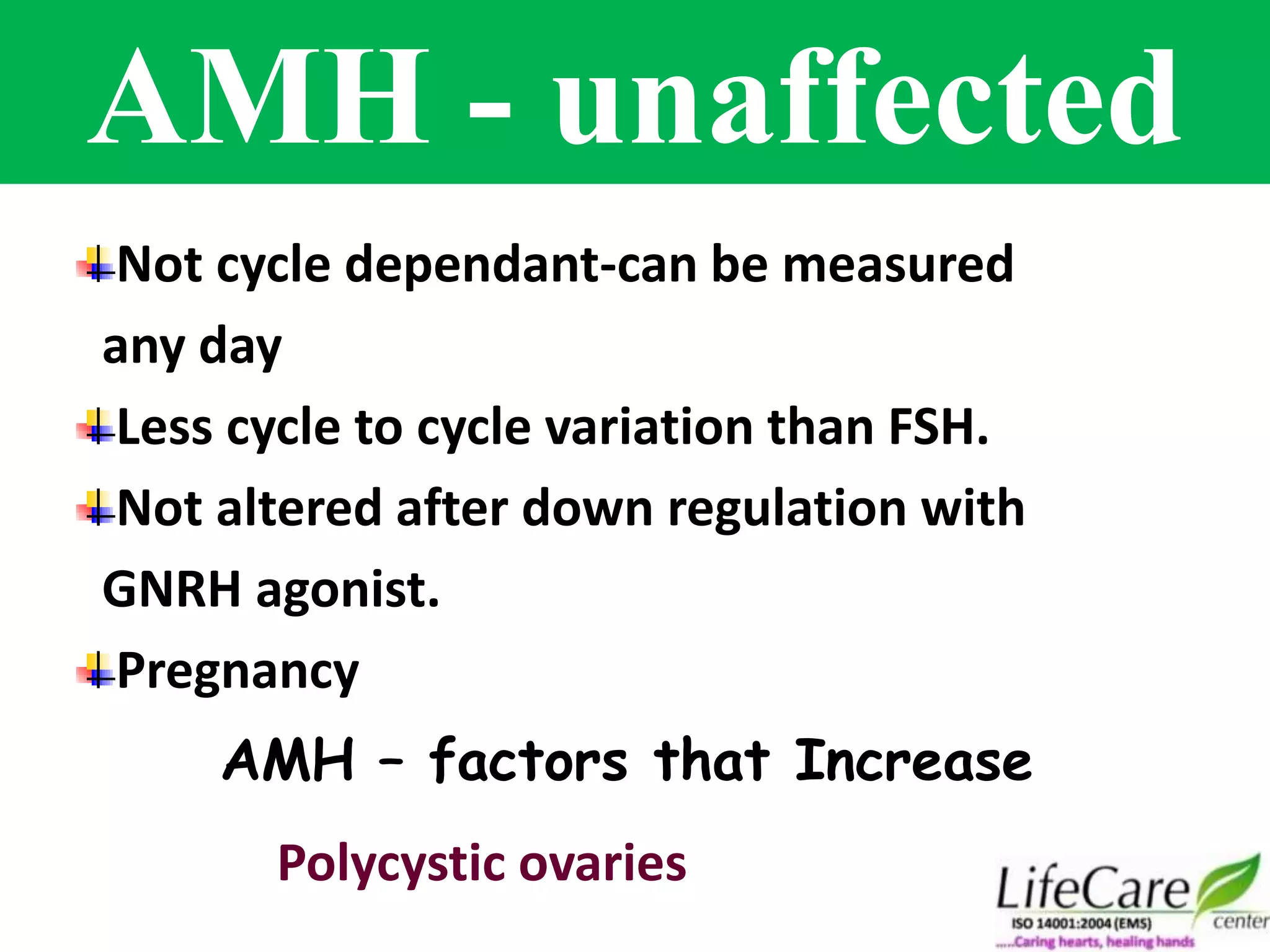 Role Of AMH In Infertility , Dr. Sharda Jain , Life Care Centre | PPTX