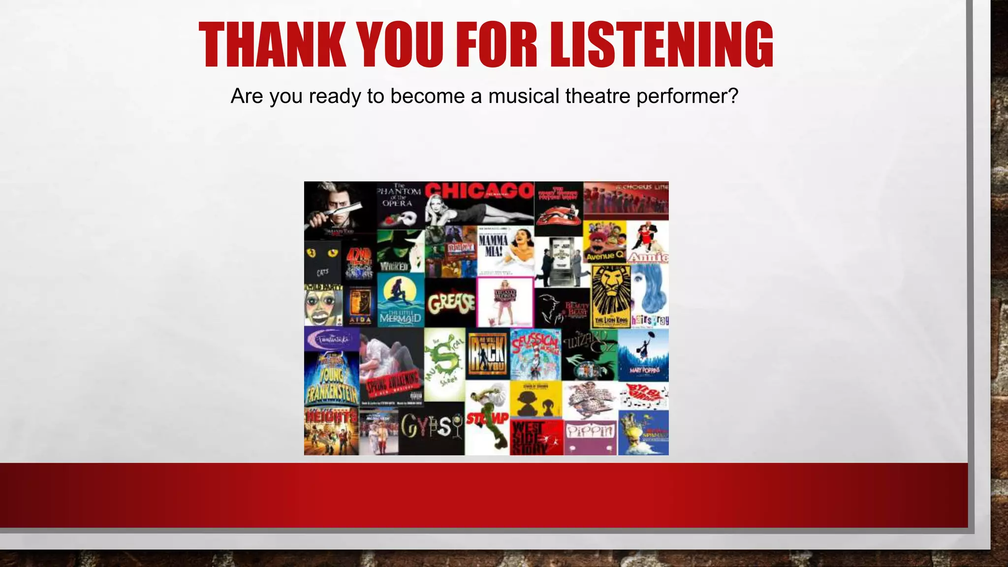 Role of a musical theatre performer final | PPTX